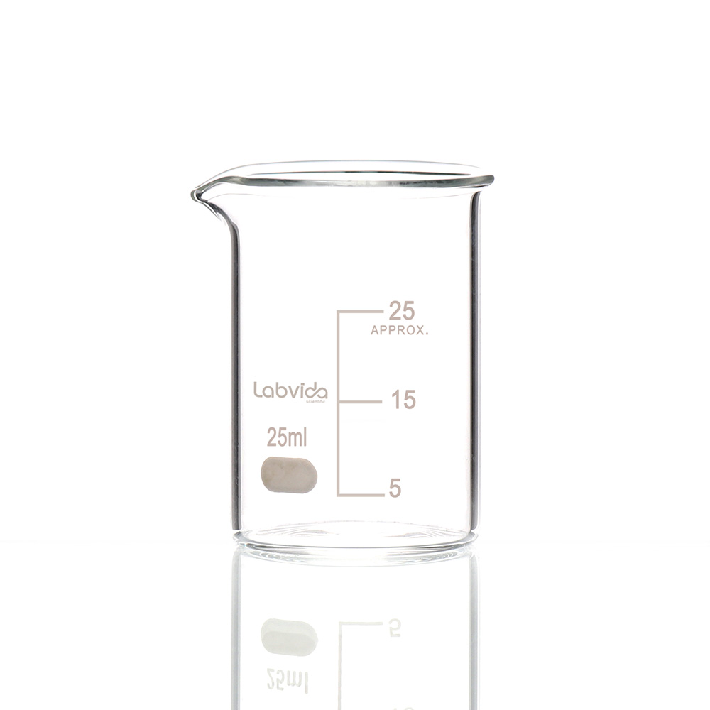 Labvida 12pcs of Glass Beakers Shot Glass, Vol.25ml, 3.3 Borosilicate ...